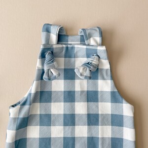 Dusty Blue Plaid Knot Overalls / Short or Long / Adjustable Overall ...