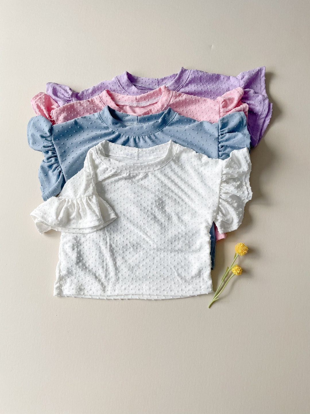 Solid Swiss Dot Ruffle Tops / 4 Colors / Girls Shirt / Ruffle Shirt ...