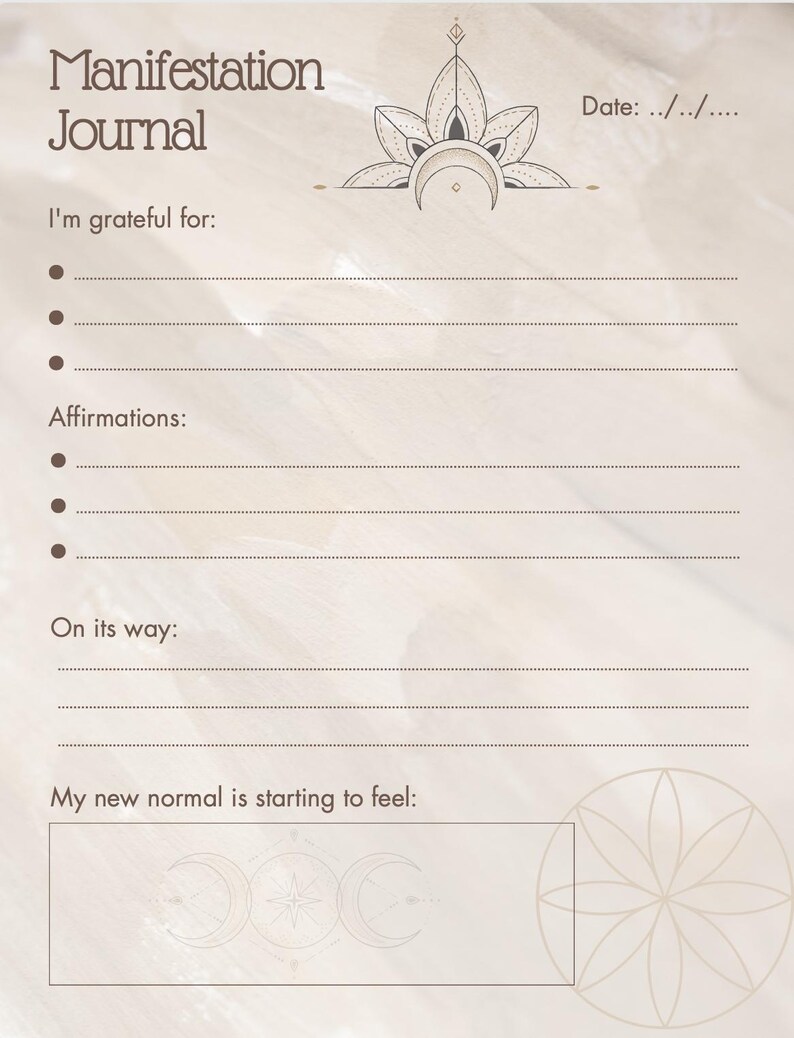 Manifestation Journal Page | Digital Download | Single Page Manifesting ...
