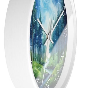 Starry Night Forest Watercolor Wall Clock Unique Clock Gift - Etsy