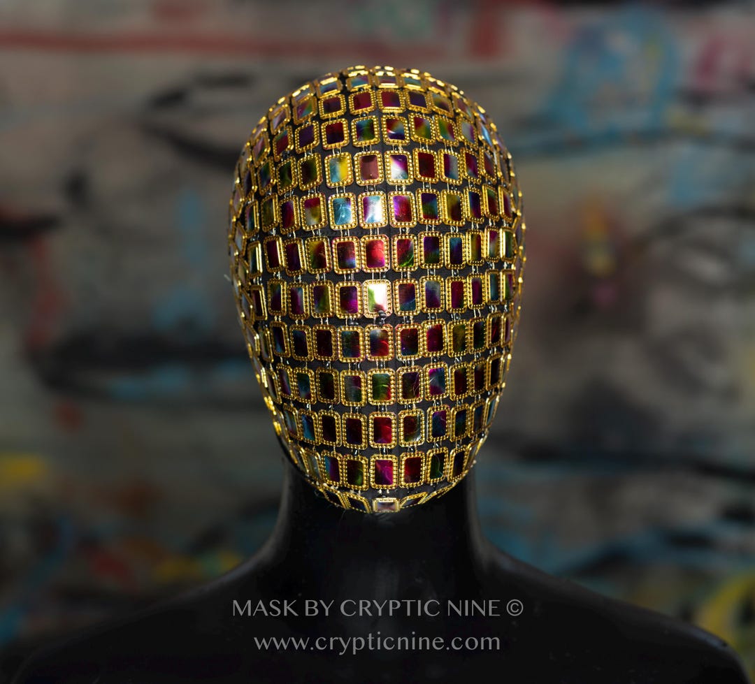 Cosmic Disco - Custom Haute Couture Mask Covered in Gold Color Trim ...