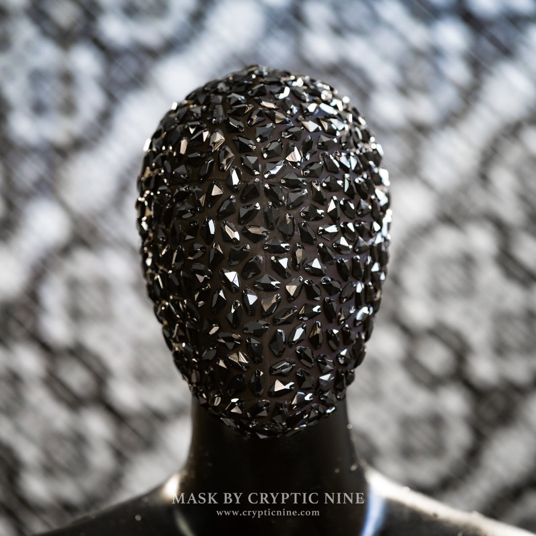 Black Rock .. Custom Masquerade Mask Handmade Covered in Soild Black ...