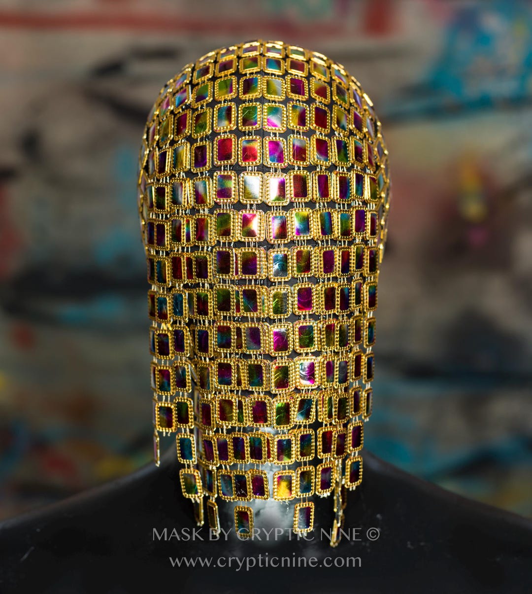 Cosmic Disco V.2 - Custom Haute Couture Mask Covered in Gold Color Trim ...