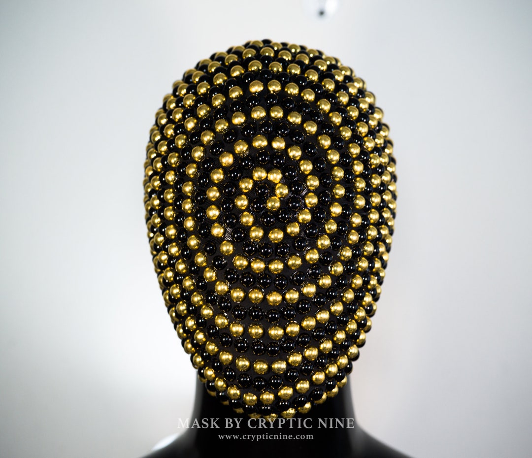 Gold River - Custom Haute Couture Face Mask Covered in Black and Gold ...