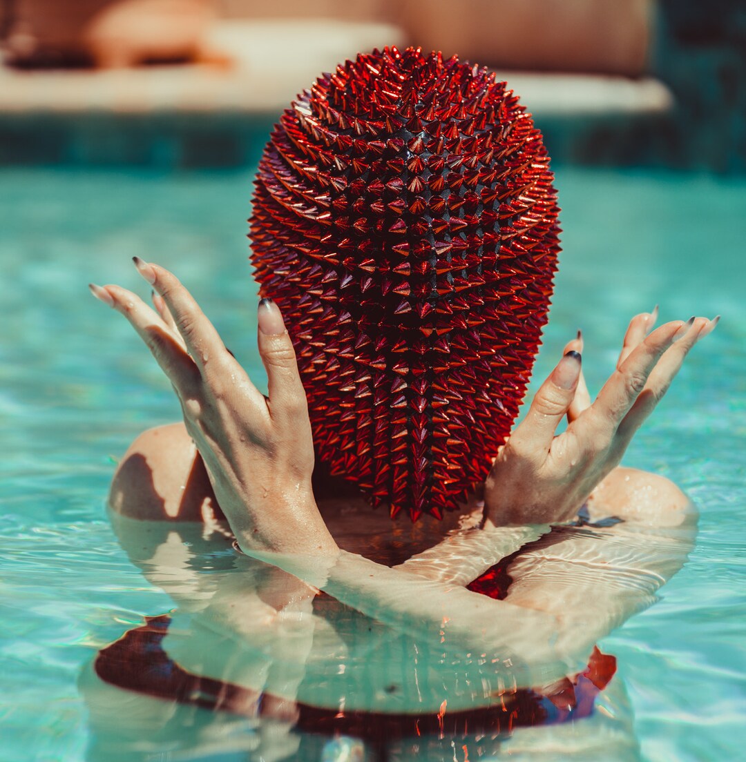 Red Fury - A Full Coverage Handcrafted Haute Couture Red Spike Mask - Etsy