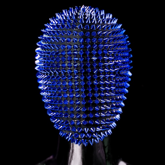 Blue Bomber A Colorful Blue Spike Mask Made by Hand - Etsy