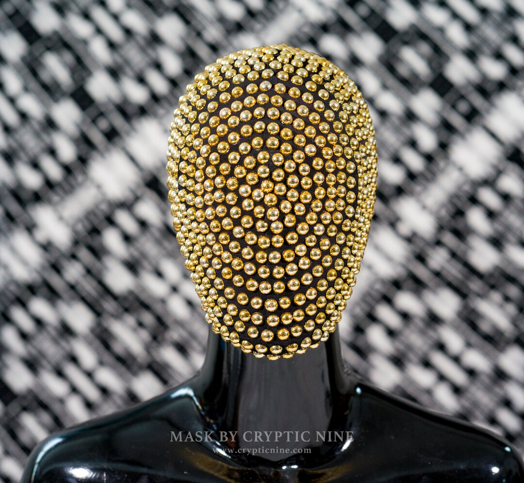 Gold River V.2 - Custom Haute Couture Face Mask Covered in Gold Jewel ...