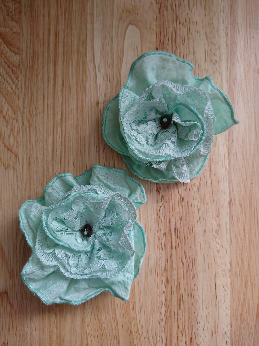 Stoff und Spitze Blume Stift mit GlasPerlen. - Etsy.de