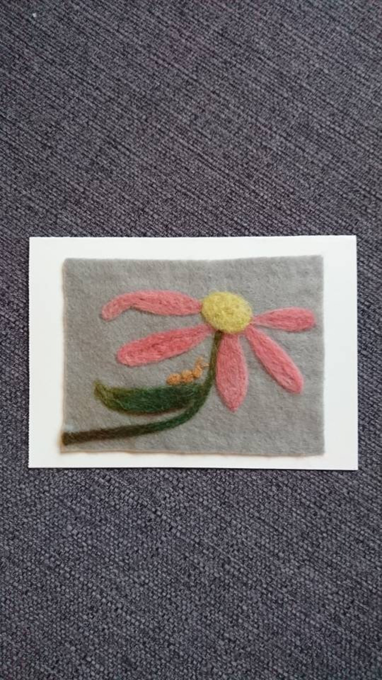 Needle Felted Flower Blank Card. Wool. Greeting Card. - Etsy