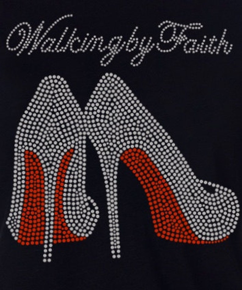 Walking by Faith High Heel Shoe Embellished Rhinestone Bling T-shirt - Etsy