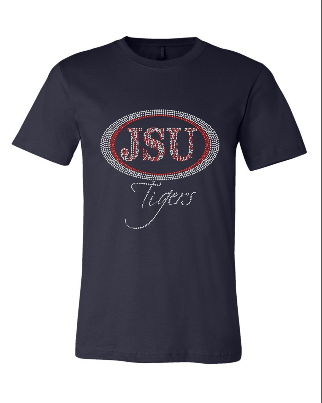 JSU Oval Rhinestone Embellished Bling T-shirt Jackson State University ...