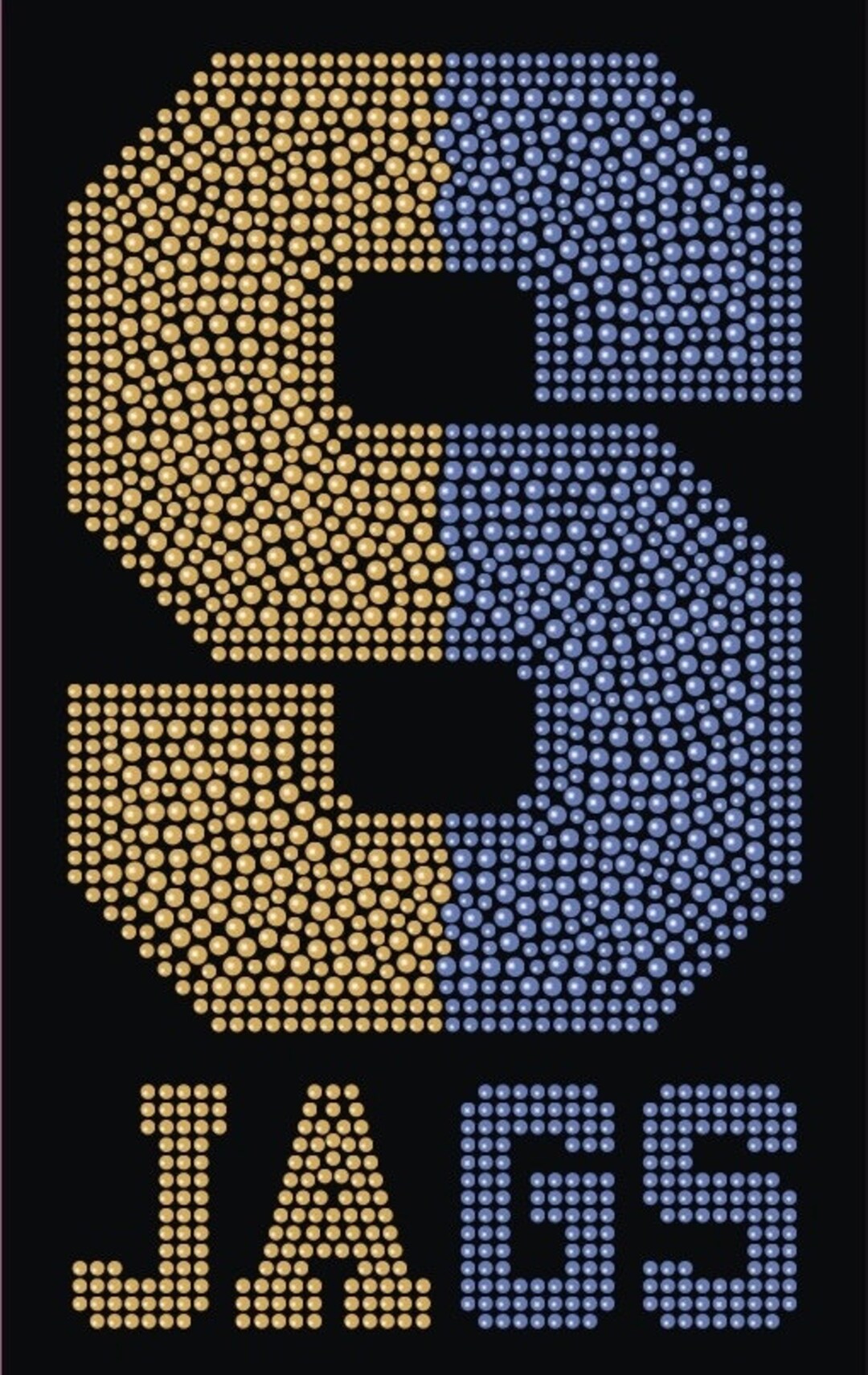 Southern University Inspired S Jags Half and Half SU Jags Rhinestone ...