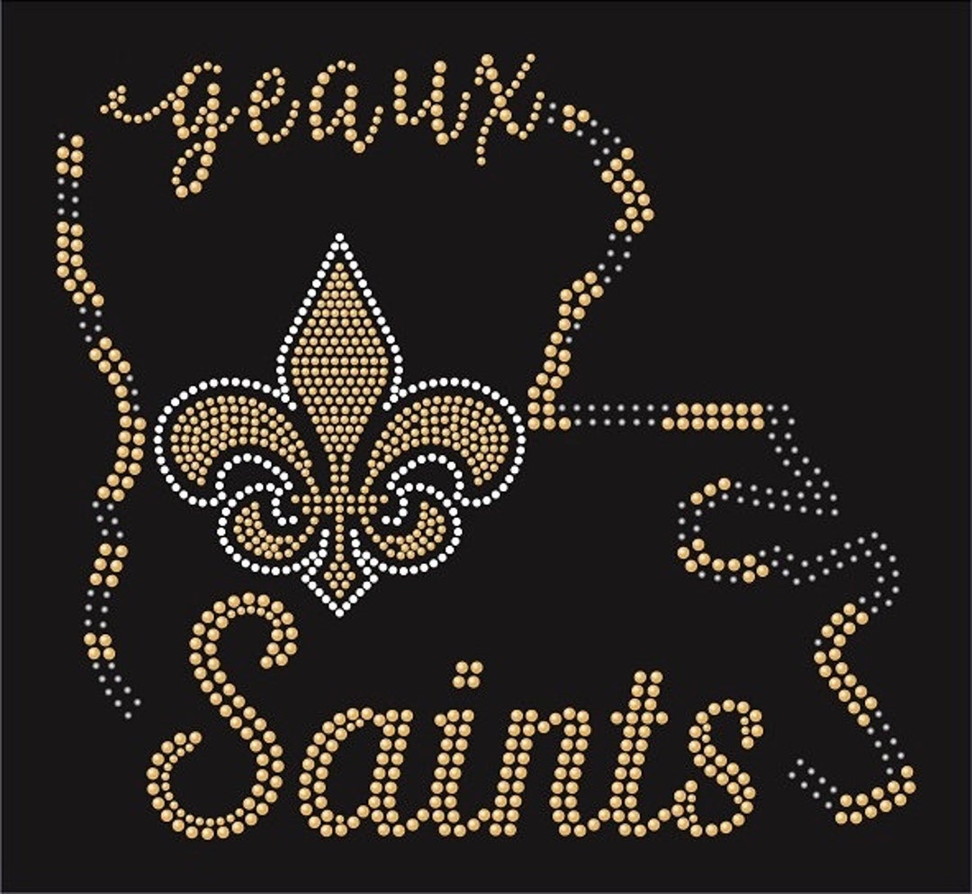 Geaux Saints Fleur De Lis Bling Embellished Rhinestone Fitted T-shirt ...