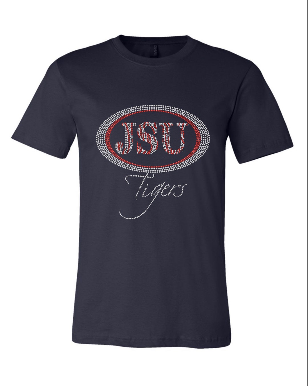 JSU Oval Jackson State University Tigers Rhinestone Embellished Bling T ...
