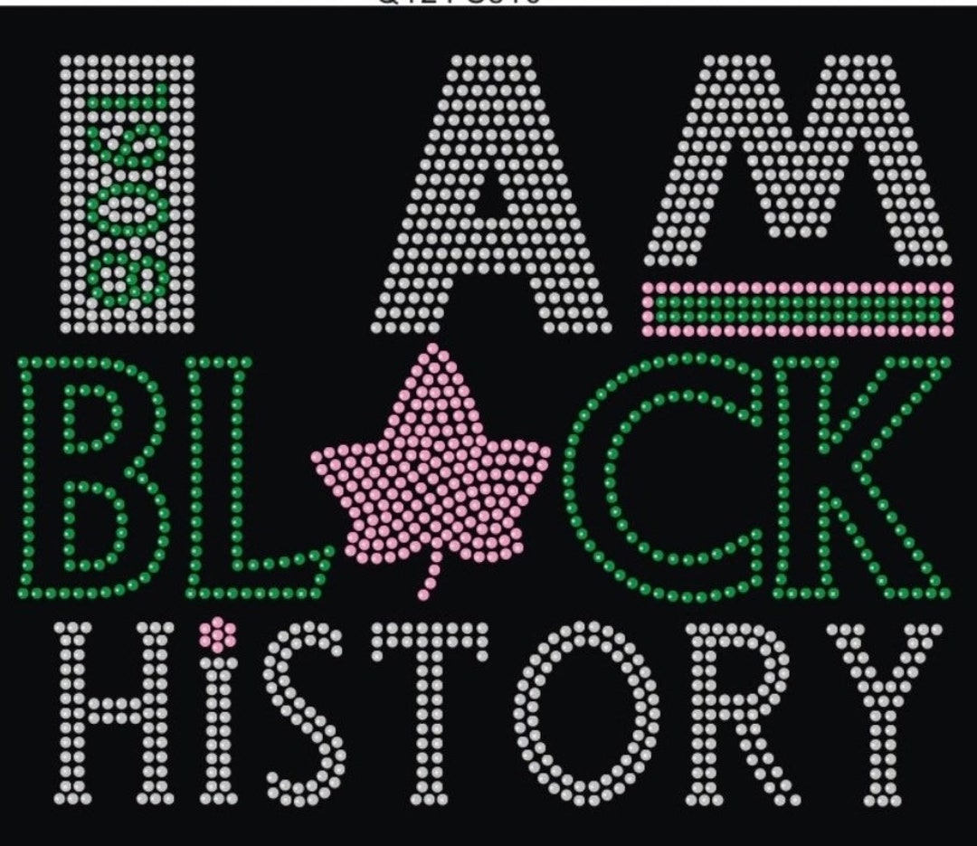 I AM BLACK HISTORY Pink & Green Crystal Rhinestone Embellished T-shirt ...