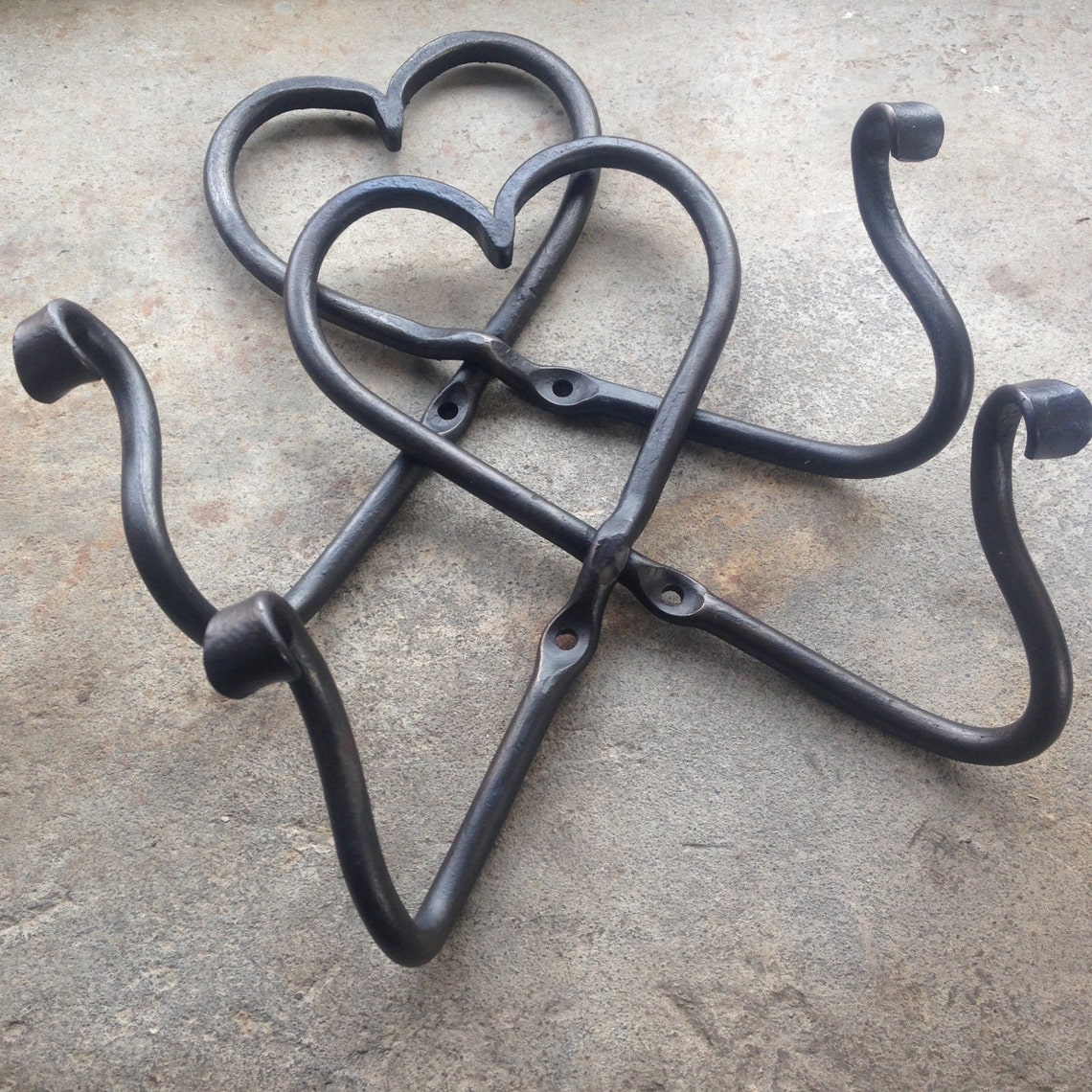 Double Heart Hook, Iron Anniversary Hook, 6th Anniversary, Home Decor ...