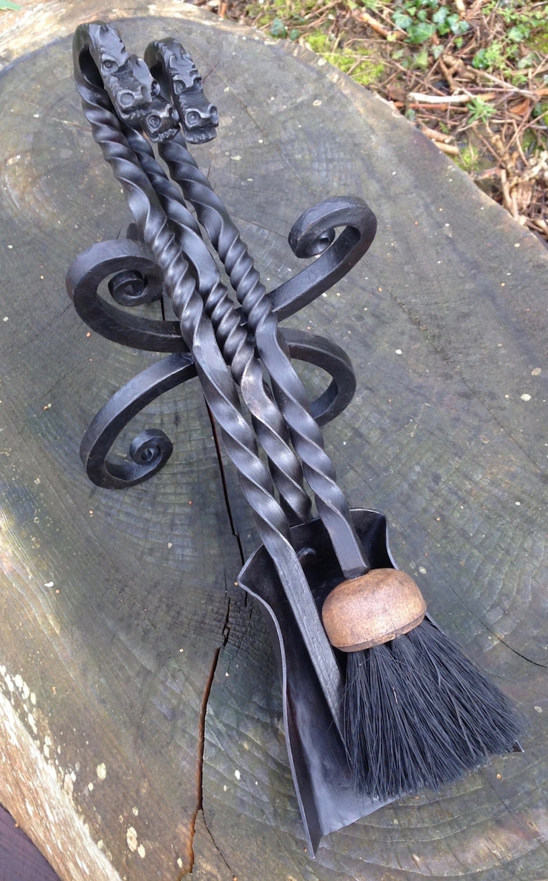 Dragon Head Fire Set Hearth Tidy Dragon Fire Tools Companion - Etsy