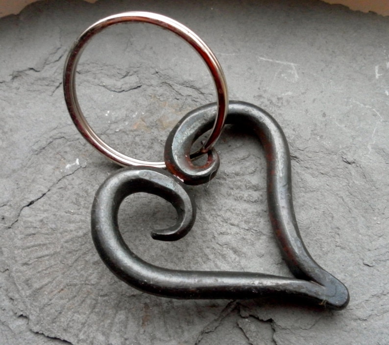 Iron Heart Keyring, Hand Forged, Iron Anniversary Gift, Blacksmith Made ...
