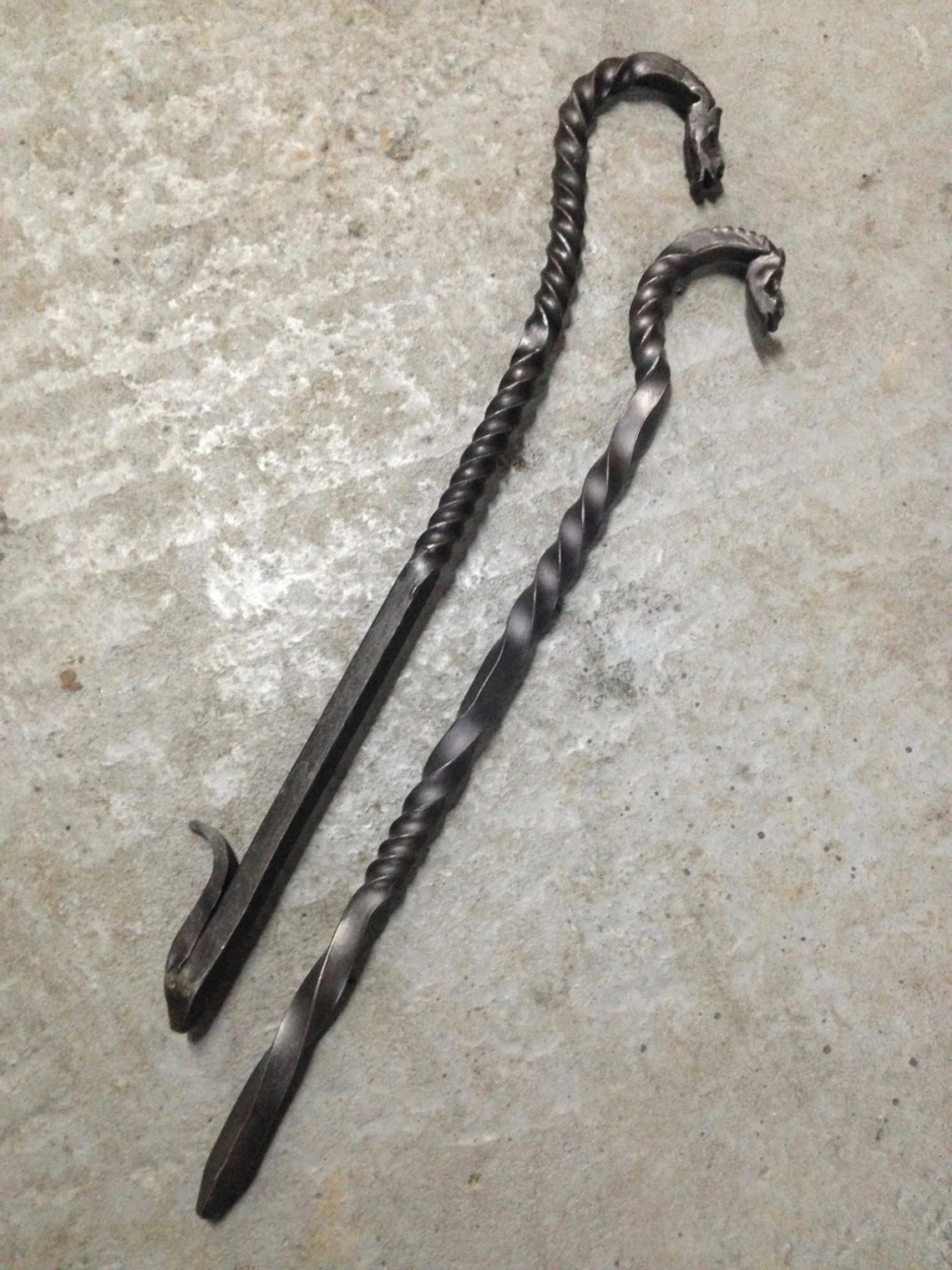 Dragon Head Fire Poker Fire Tool Forged Dragons Head | Etsy