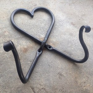 Double Heart Hook, Iron Anniversary Hook, 6th Anniversary, Home Decor ...