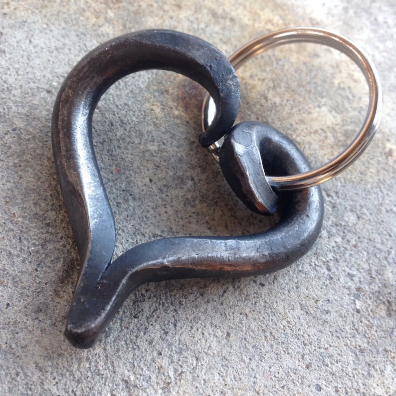 Iron Heart Keyring Hand Forged Iron Anniversary Gift - Etsy