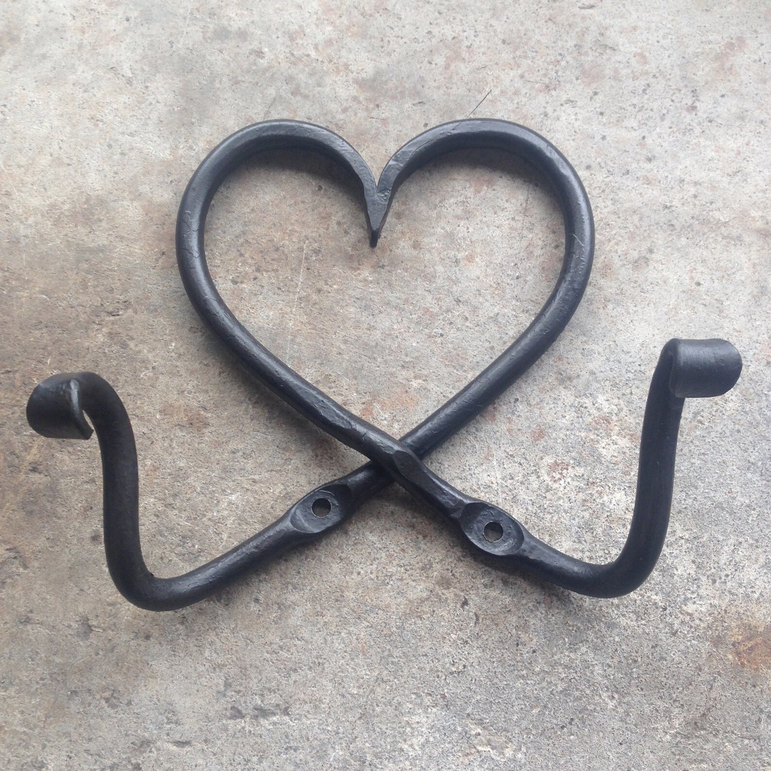Double Heart Hook, Iron Anniversary Hook, 6th Anniversary, Home Decor ...