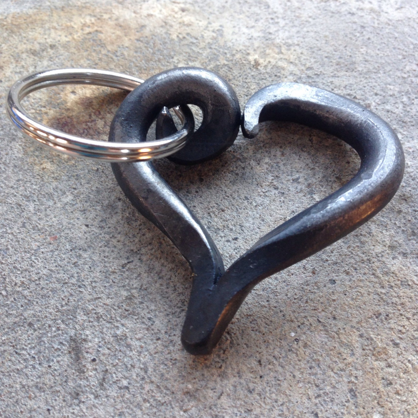 Iron Heart Keyring, Hand Forged, Iron Anniversary Gift, Blacksmith Made ...