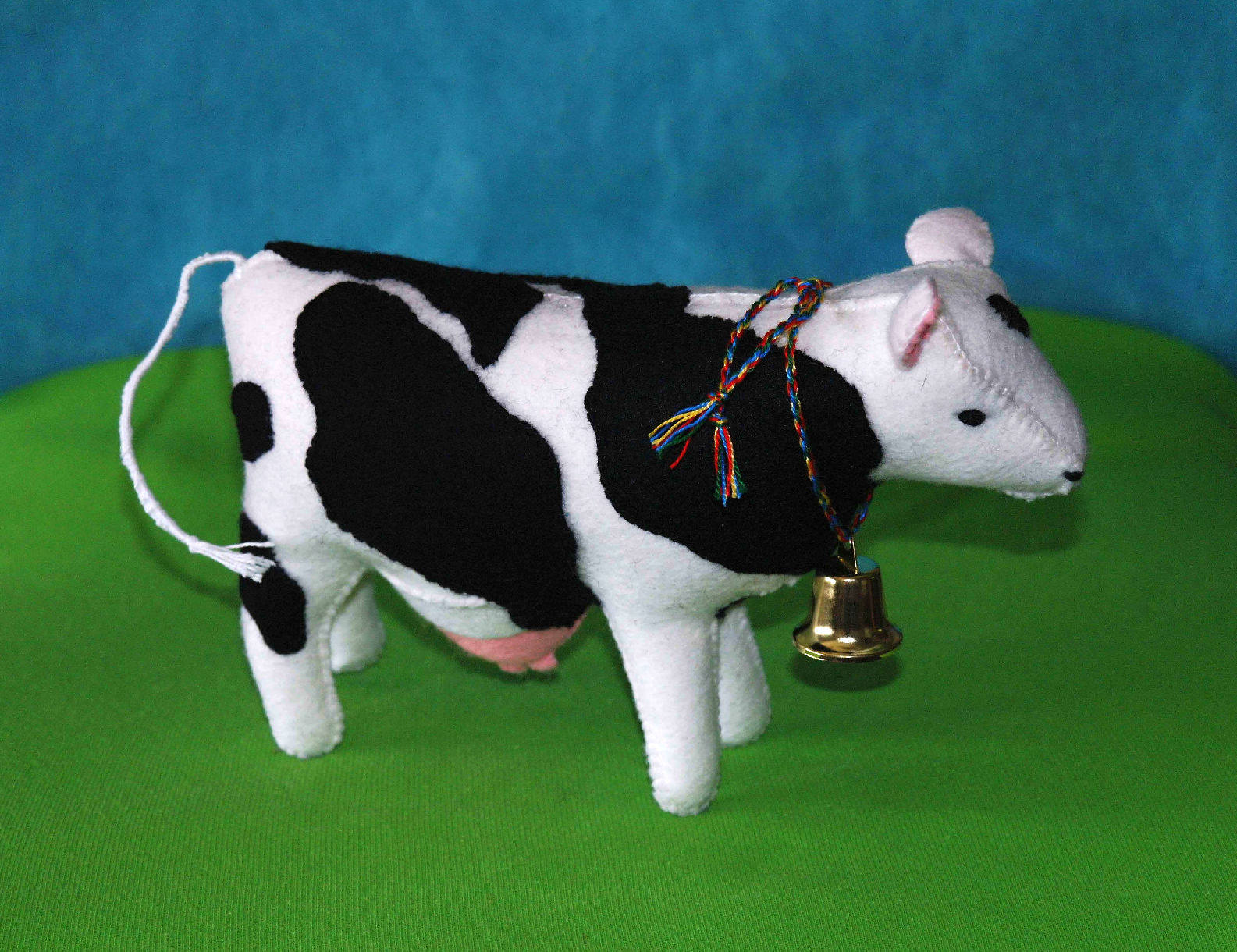 Waldorf Black & White Cow Doll with A Bell, Handmade From Natural ...