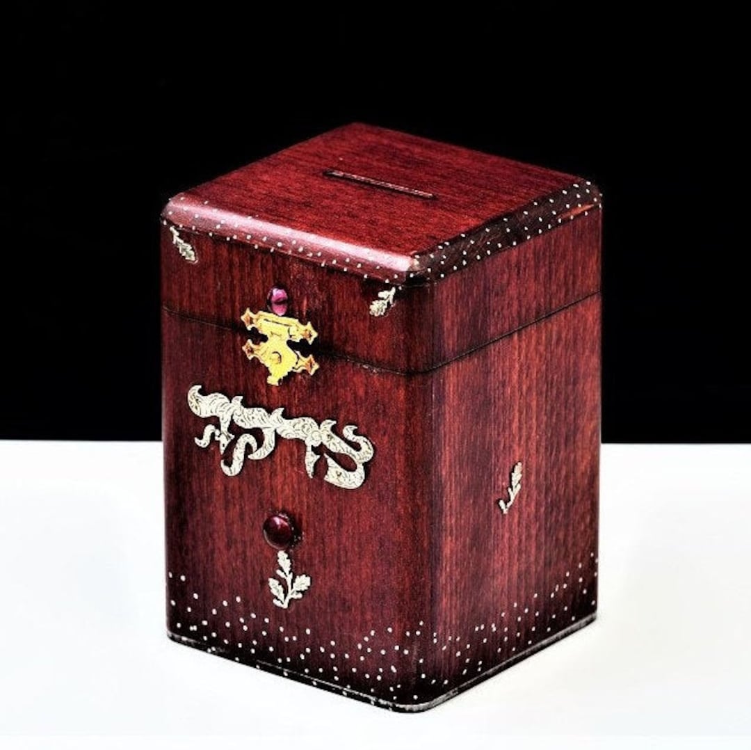 Tzedakah Boxes. Jewish Charity Box. Silver & Olive Wood Tzedakah Box ...
