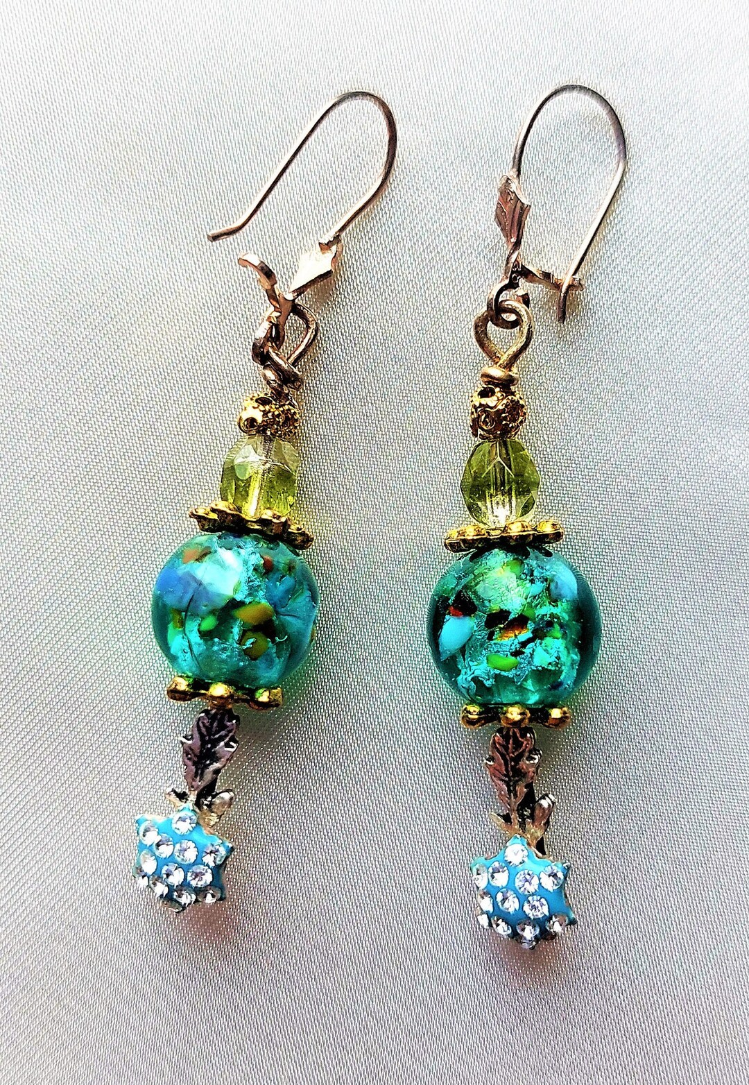 Israeli Earrings. Silver. Venetian Beads. Jewish. Judaica Jewelry. Star ...