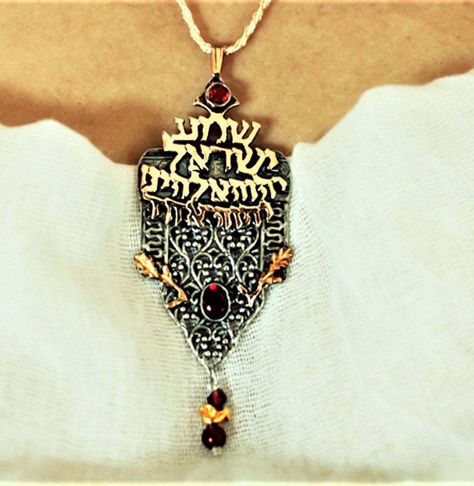 Shema Necklace. Silver & Gold Shema Israel Necklace. Authentic Shema ...
