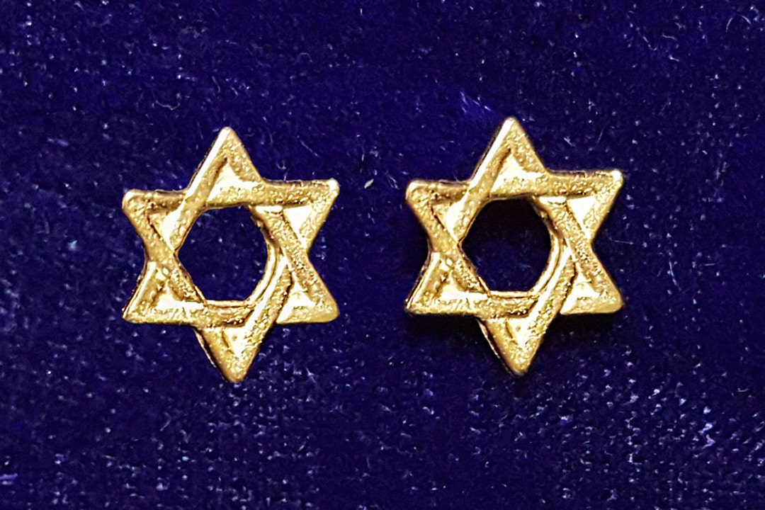Star of David Stud Earrings. Solid Gold. Jewish Earring. Tiny Mogen ...