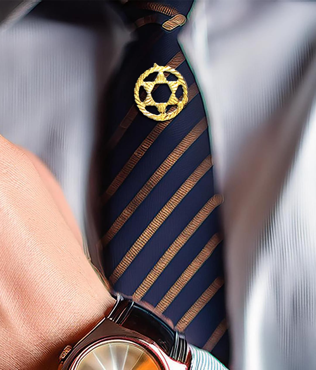 14k Solid Gold Star of David Tie Pin, Jewish Lapel Pin - Etsy