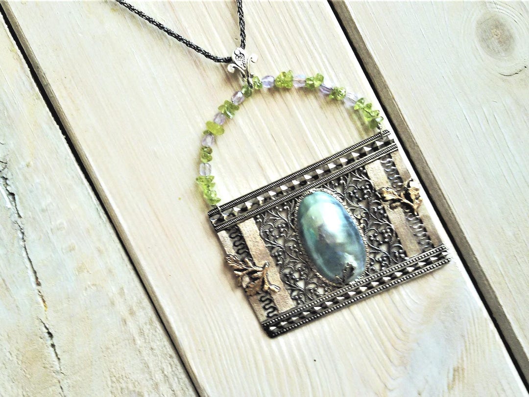 Israeli One of A Kind Necklace. Gold Olives & Leaves. Silver Handmade ...