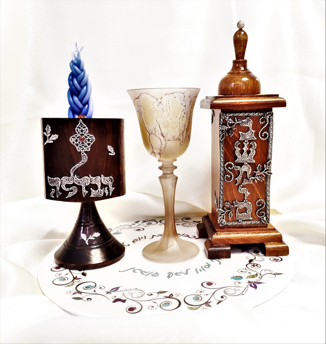 Havdalah Set. Sterling Silver & Wood Havdalah Set. Jewish Home Decor ...