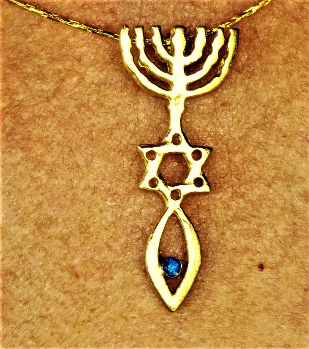 Messianic Seal of Jerusalem Necklace. Solid Gold Messianic Seal Pendant ...