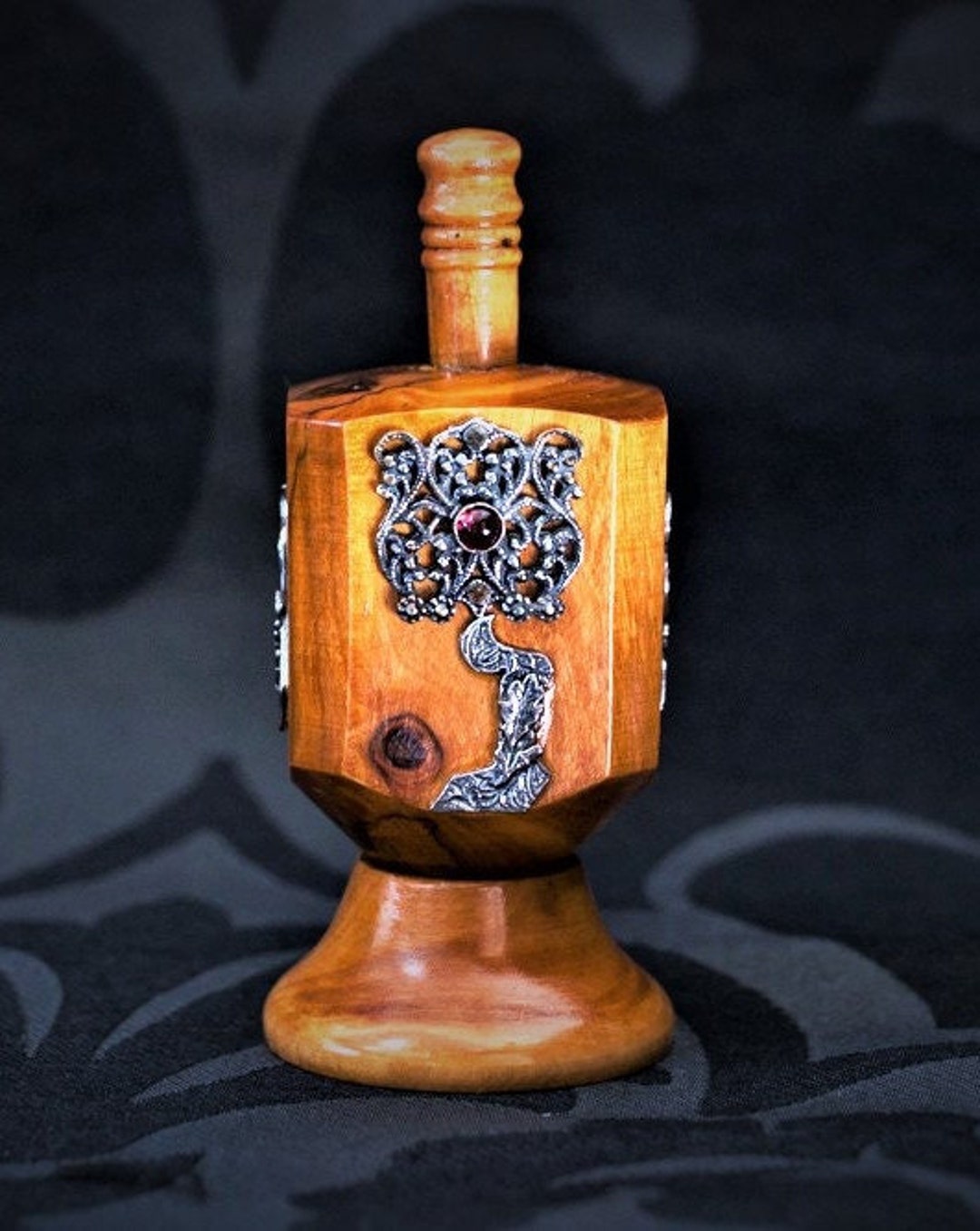 Hanukkah Dreidel From Israel. Unique Silver & Olive Wood Dreidel ...