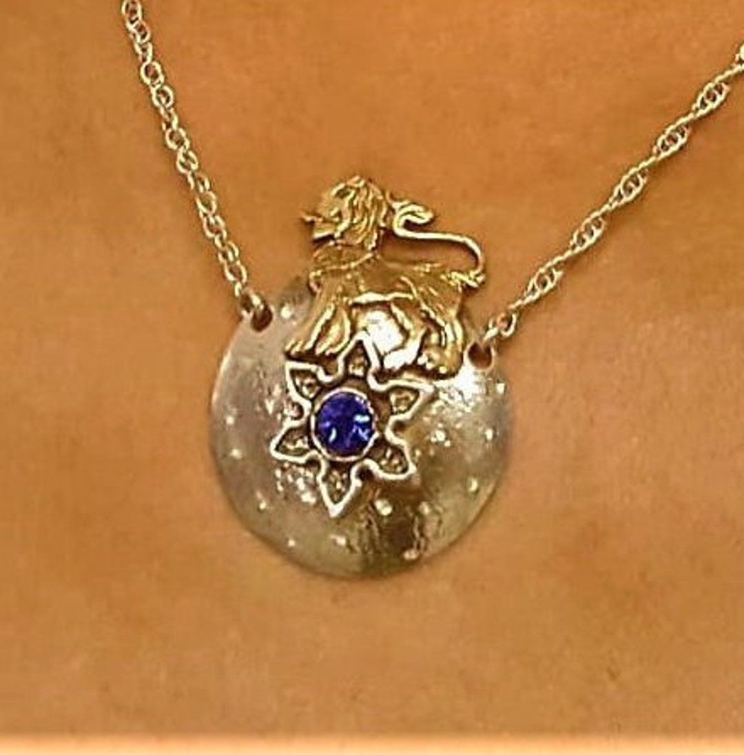 Lion of Judah Pendant. Gold Lion of Judah Necklace. Lion & Star David ...