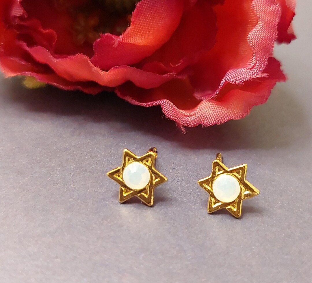 Star of David Stud Earrings. Solid Gold Stud Earrings. Gold Studs Gift ...