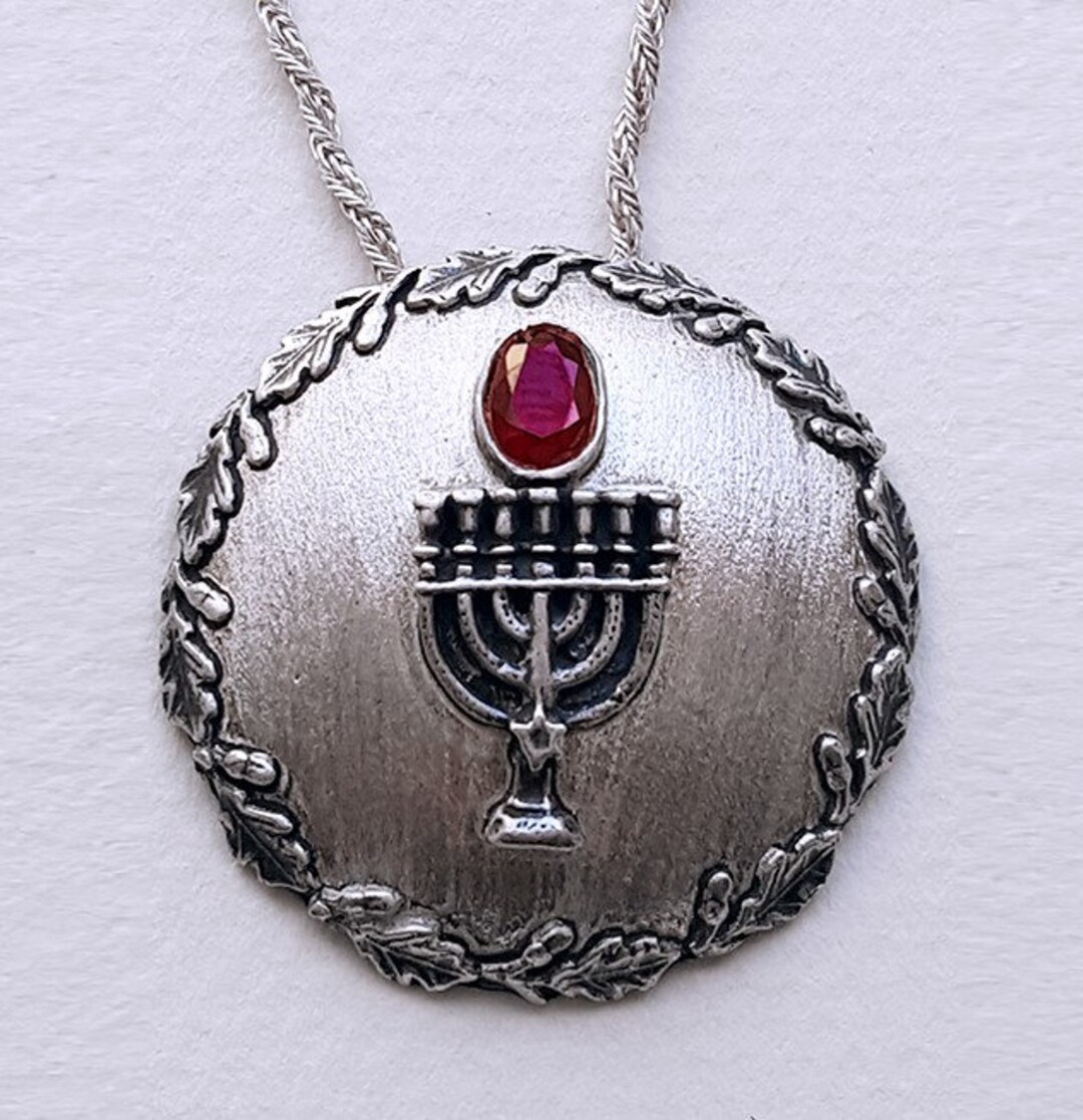 Menorah Necklace. Sterling Silver Menorah Pendant. Menorah Jewelry ...