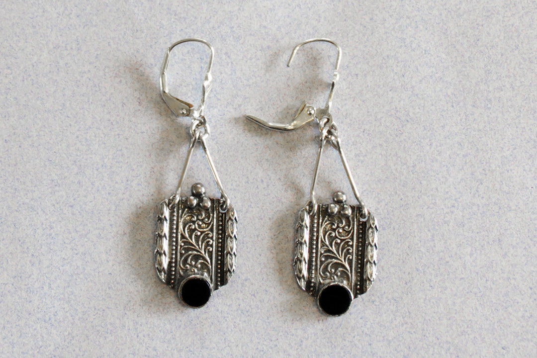 Unique Israeli Earrings. Silver. Handmade. Art Nouveau Design. Fire ...