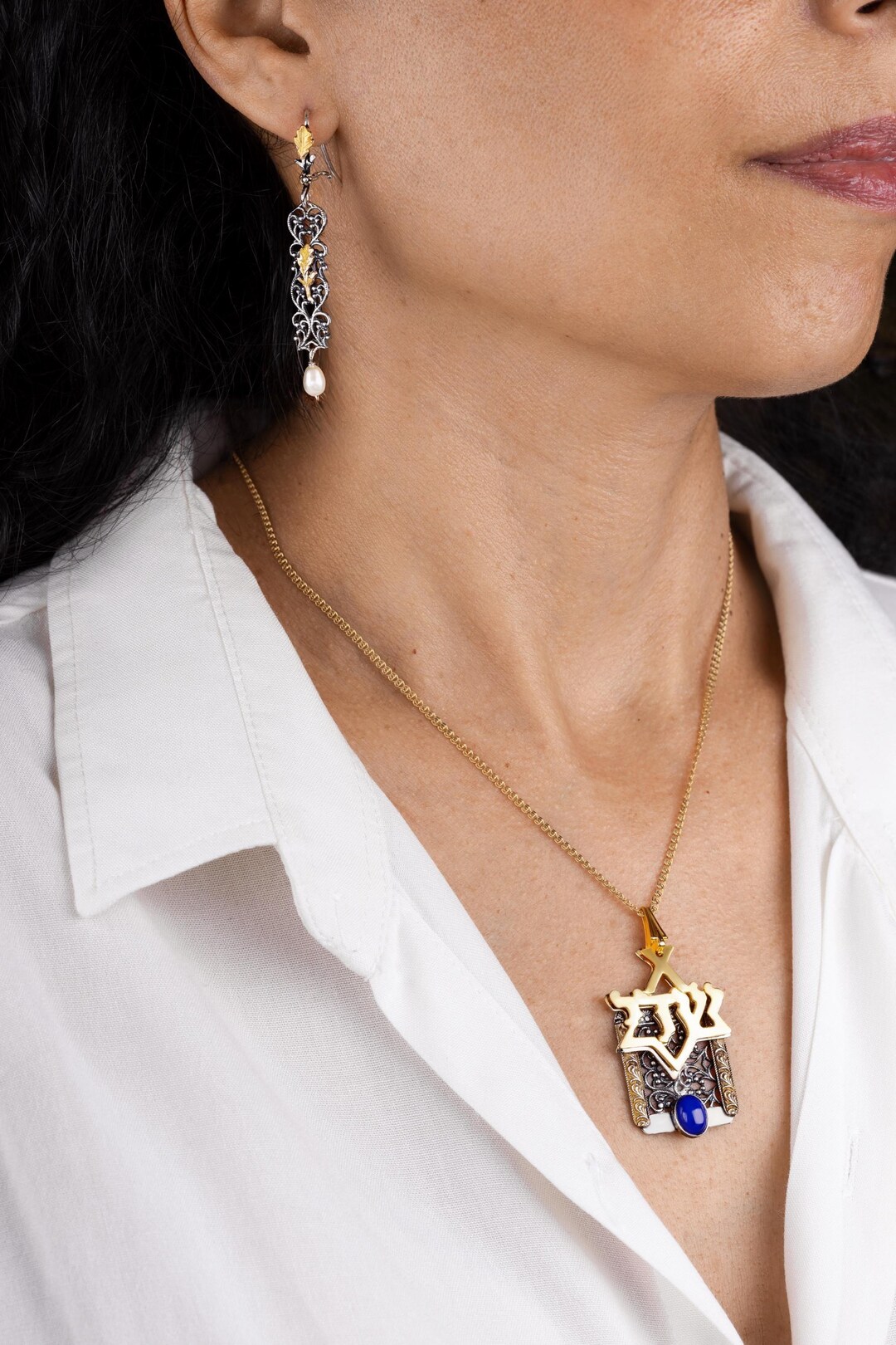 Shaddai Gold & Silver Necklace. El Shaddai 24k Gold Plated Silver ...