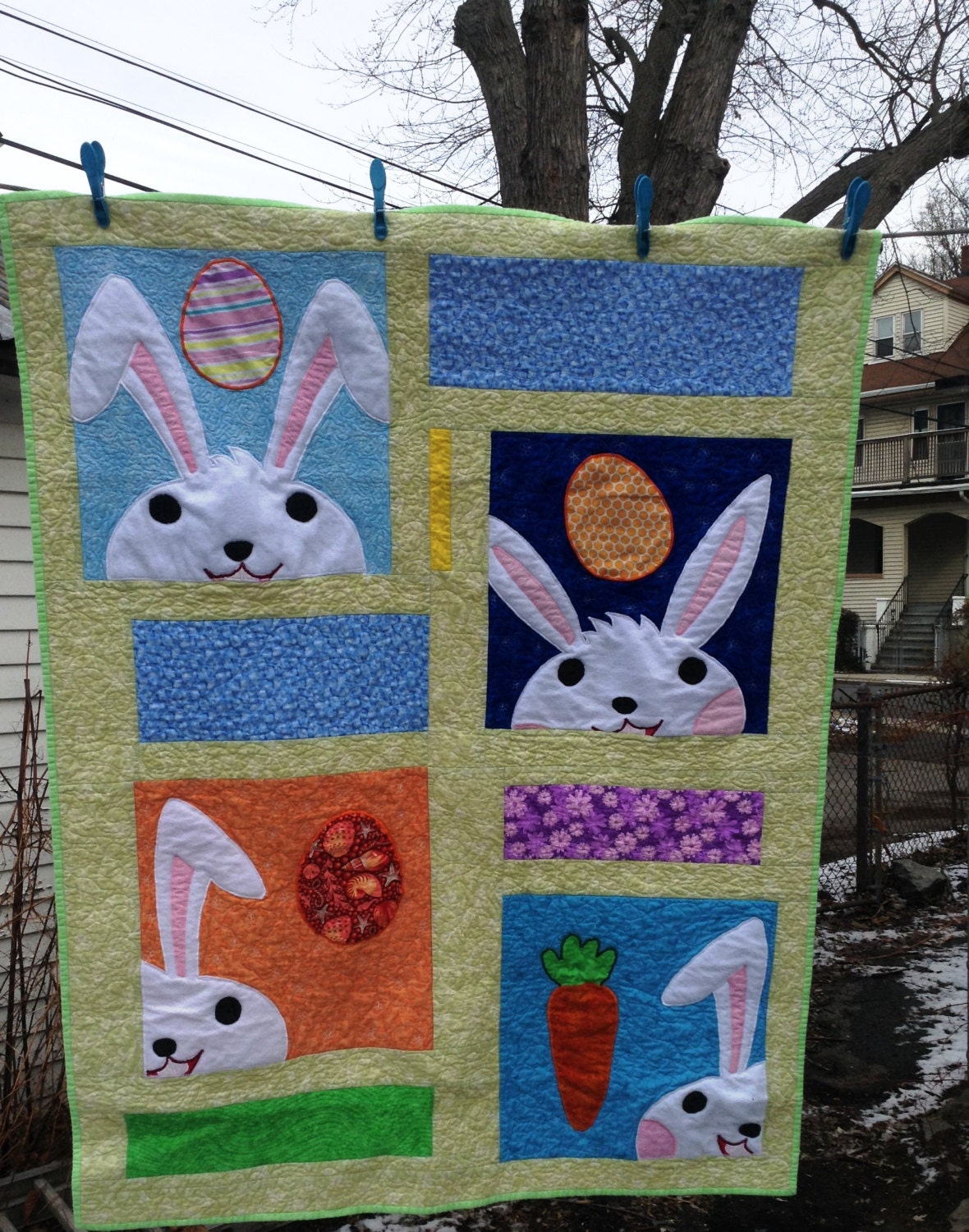 Retro Bunny Baby Quilt or Wall Hanging Pattern 40 X | Etsy