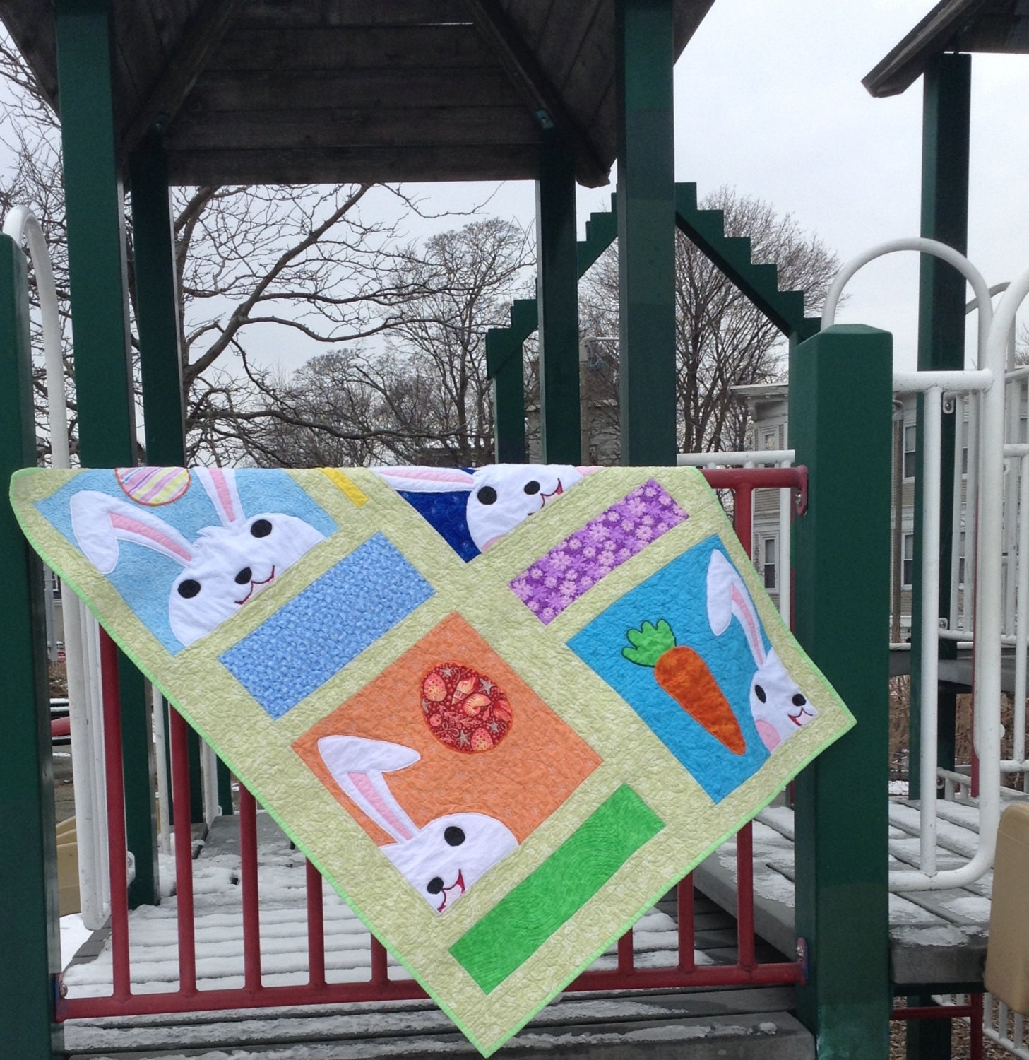 Retro Bunny Baby Quilt or Wall Hanging Pattern 40 X | Etsy