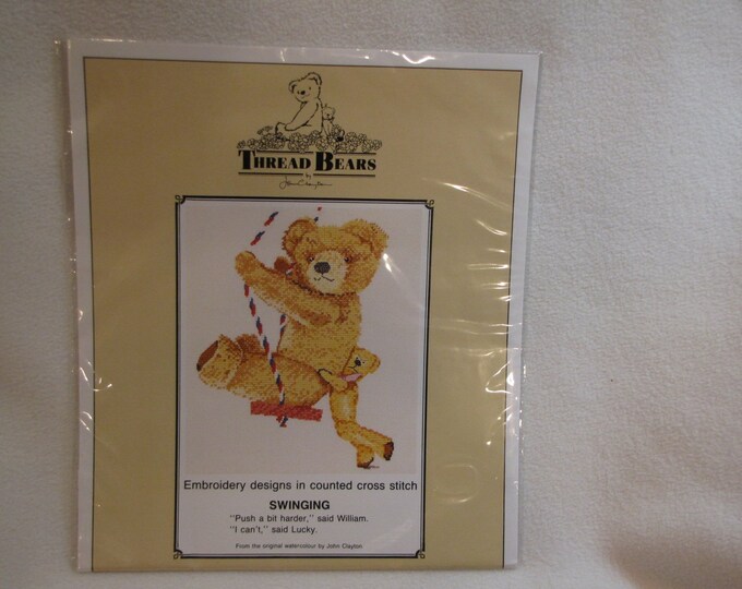 Thread Bears"swinging"counted Cross Stitch Chartpak - Etsy