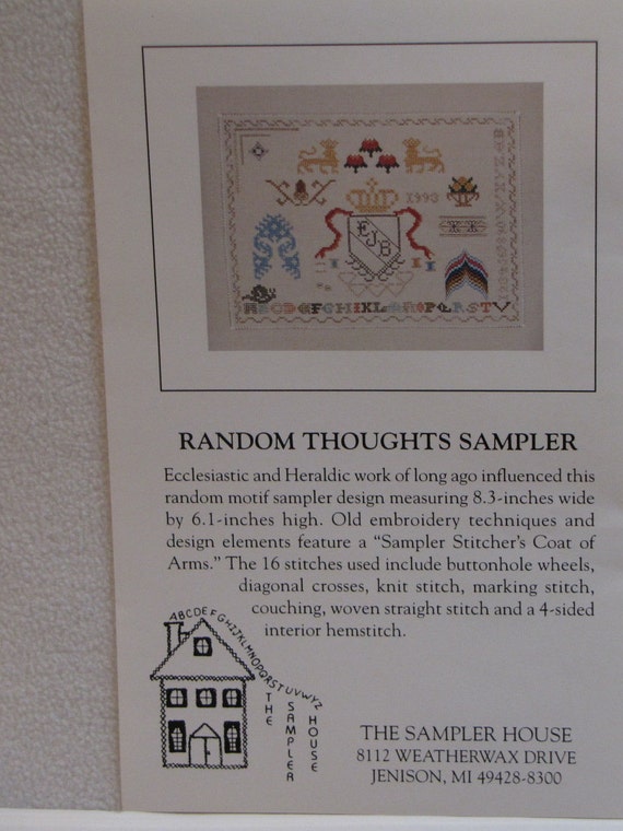 Random Thoughts Sampler From the Sampler House Counted Cross - Etsy