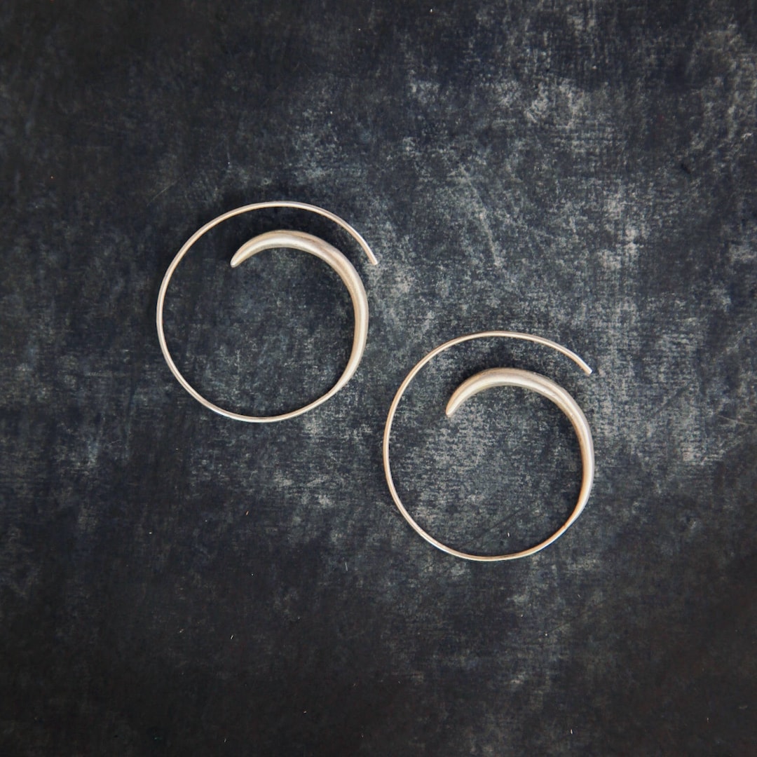 Sterling Silver Spiral Wave // Modern Ocean Rip Curl Hoop // Artisan ...