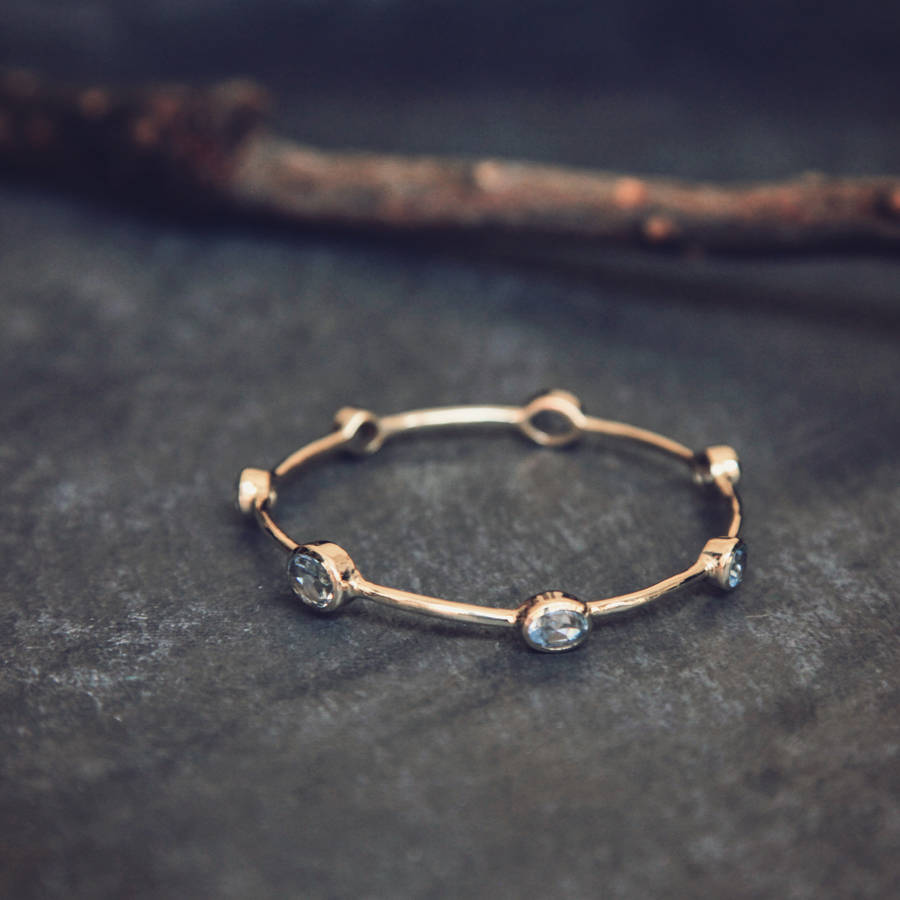 Blue Topaz & Brass Bangle // Golden Gemstone Bracelet // - Etsy