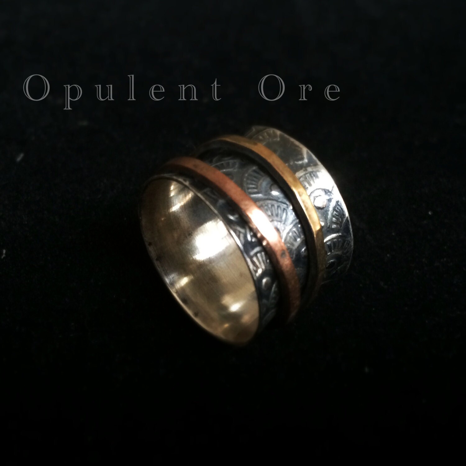 Sterling Silver Art Deco Spinner Ring // Meditation Worry Ring | Etsy