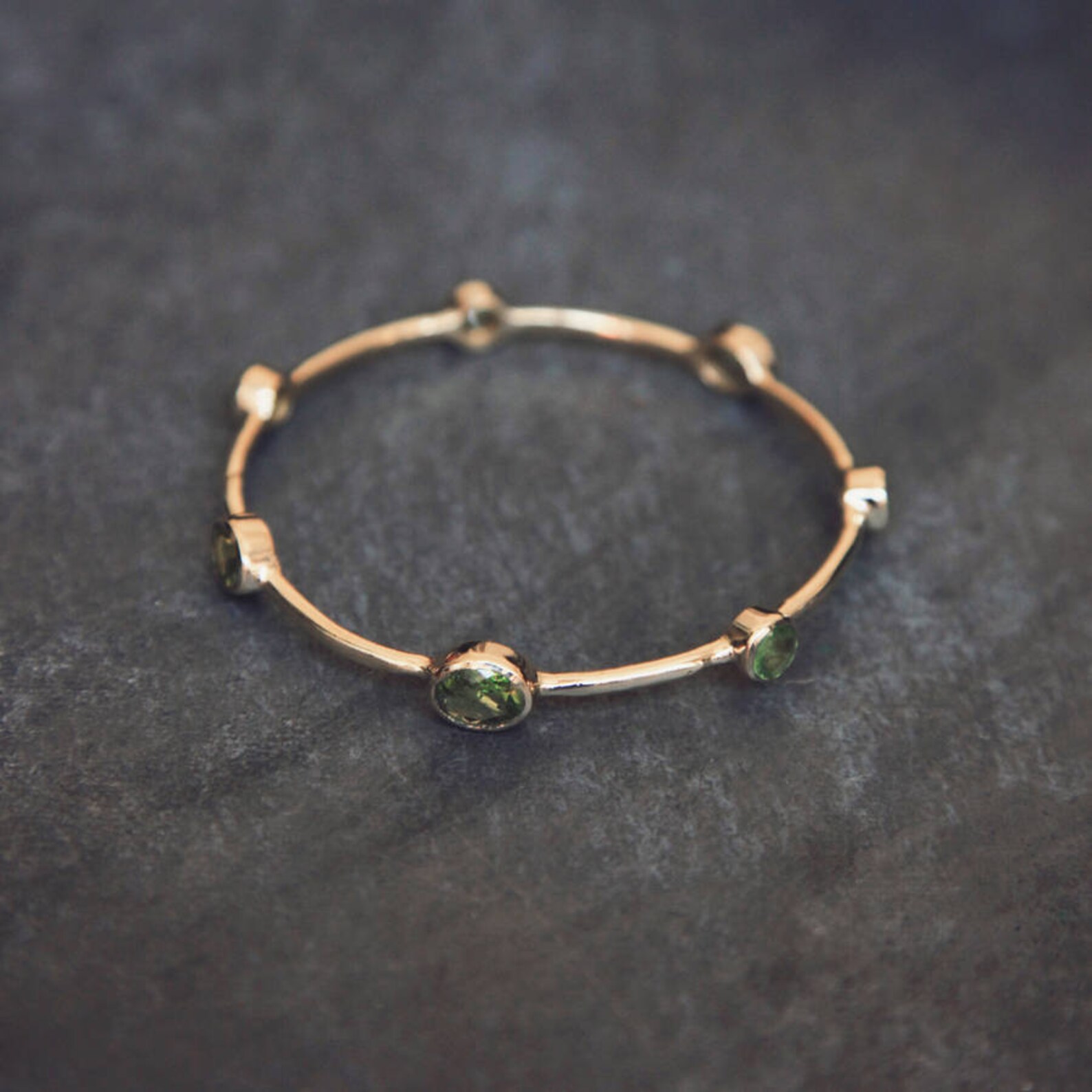 Peridot & Brass Bangle // Golden Gemstone Bracelet // Elegant | Etsy